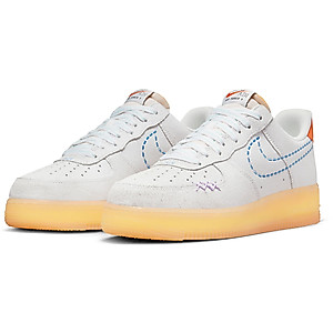 Nike mens Air Force 1 '07 LV8 shoes, Grey/University Blue/Orange, 14