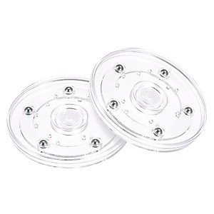 MECCANIXITY 4inch Rotating Swivel Stand with Steel Ball Bearings Lazy Susan Base Turntable for Kitchen Corner Cabinets, Clear Pack of 2