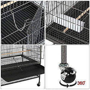 Yaheetech 52-inch Wrought Steel Standing Large Flight King Bird Cage for Cockatiels African Grey Quaker Amazon Sun Parakeets Green Cheek Conures Pigeons Parrot Bird Cage Birdcage with Stand