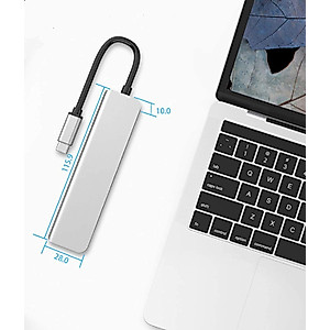 BEST CABLE USB C Hub Multiport Adapter - 6 in 1 Portable with 4K HDMI Output, 2* USB 3.0 Ports, SD/TF Card Reader,USB C 100W PD, Compatible with MacBook Pro, XPS More USB C Devices