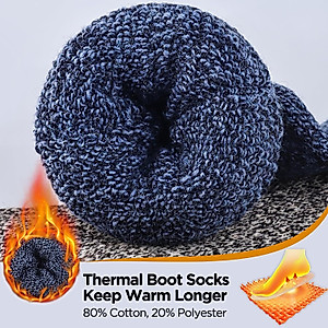 TSSPLUS 3-PAIRS Mens Winter Thermal Warm Heavy Duty Cotton Crew Work Boots Socks 9-13,Cold Weather Outdoor, Heat socks, Extreme warmer