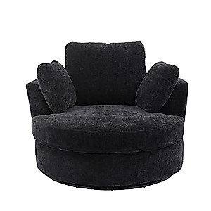360° Swivel Accent Barrel Chair with 3 Pillows Furniture Set,Upholstered Oversized Leisure Round Loveseat Recliner Cozy Club Sofa Chaise Lounge Circle Armchair for Living Room/Hotel/Nursery/Office