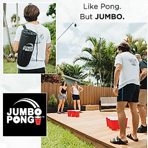 Jumbo Pong - Giant Yard Pong Outdoor Games Yard Games Lawn, Beach, Camping, Tailgating or Backyard - Durable Giant Cups with Indoor/Outdoor Ball and Pump Included