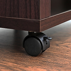 Furinno Indo Petite Under Desk Utility Cart with Casters, Espresso