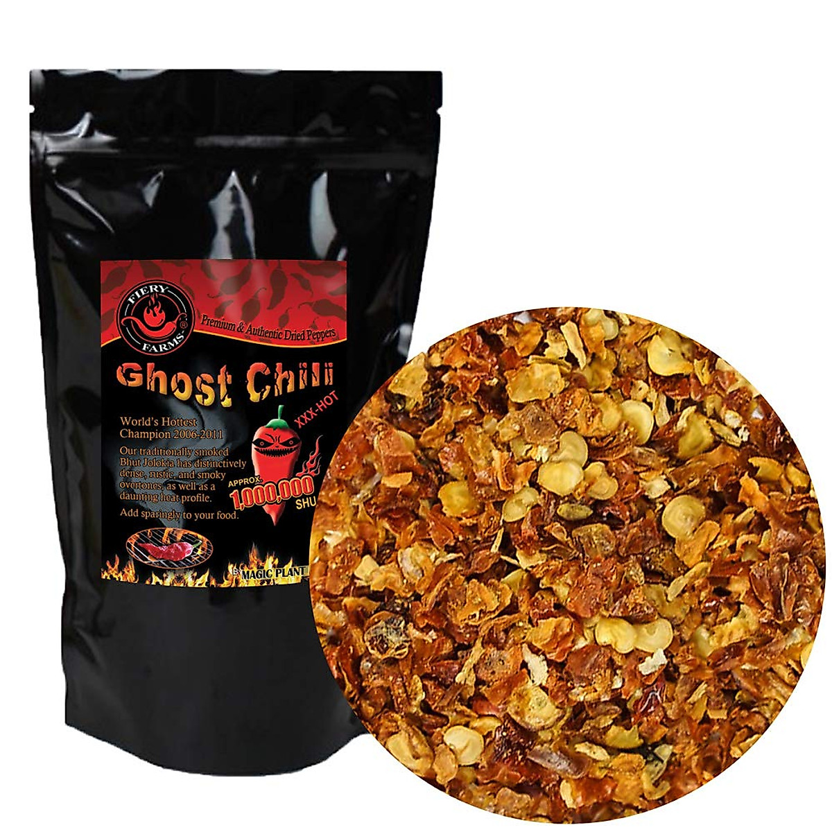 Bhut Jolokia Smoked Flakes | Crushed Smoked Ghost Pepper (2oz)