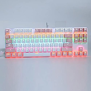 Kafuty-1 Mechanical Gaming Keyboard,Wired USB Computer Gaming Keyboard,87 Keys Mixed Light Mechanical Keyboard for Desktop/Laptop,Mechanical Blue Switch,Plug and Play(#2)