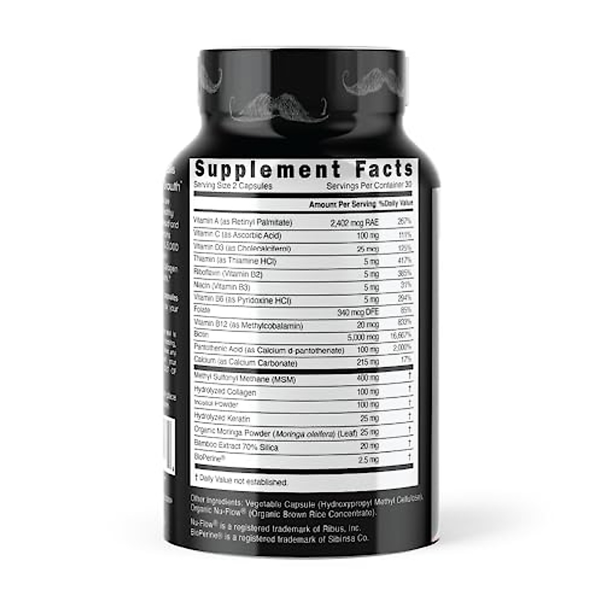 MYVIDAPURE Beard Growth + Men’s Skin & Nails – 5,000mcg Biotin – Vitamin C, D & B-Complex –Hydrolyzed Collagen Veggie Capsules – Non-GMO – Gluten-Free