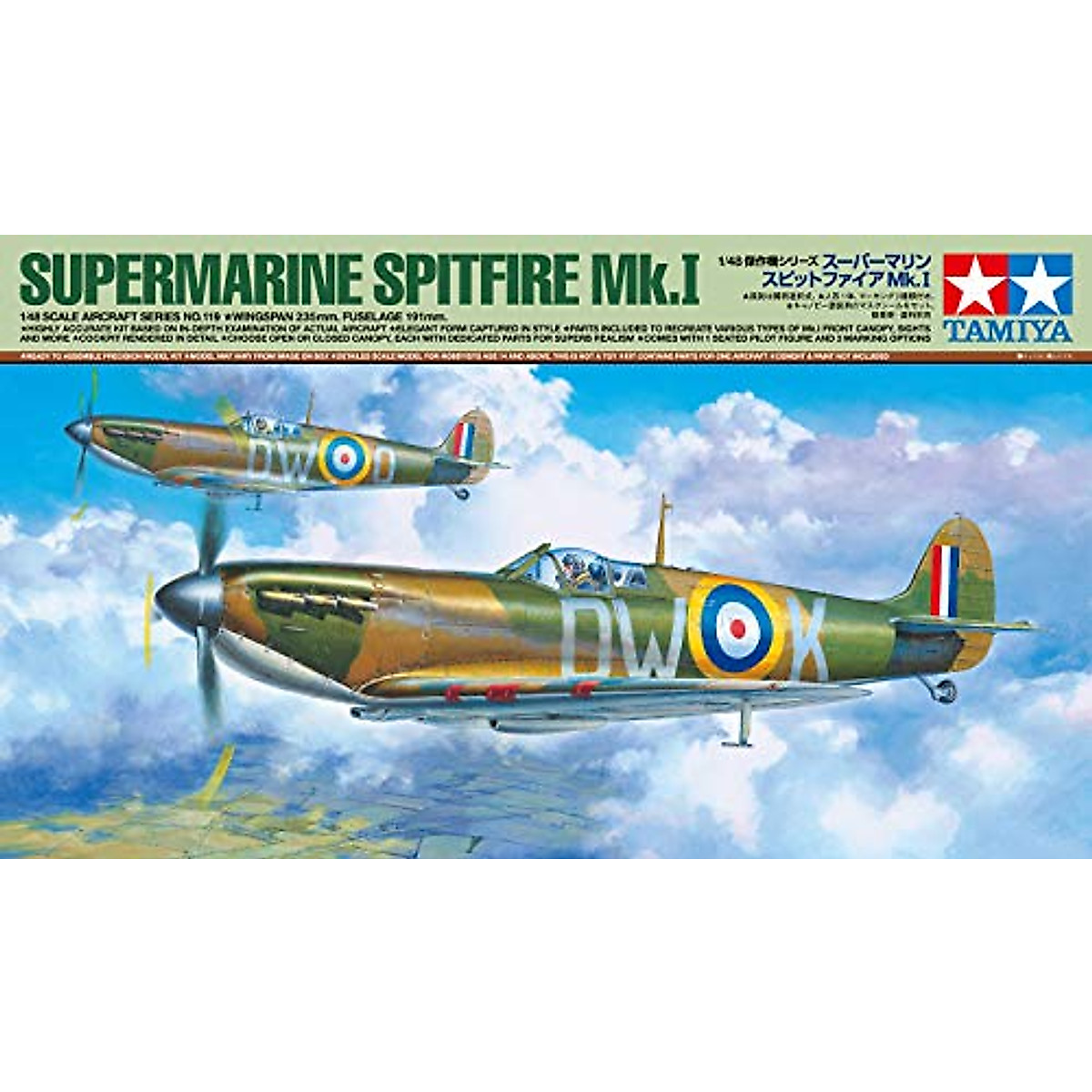 Tamiya 61119 1/48 Supermarine Spitfire MK.I Plastic Model Airplane Kit