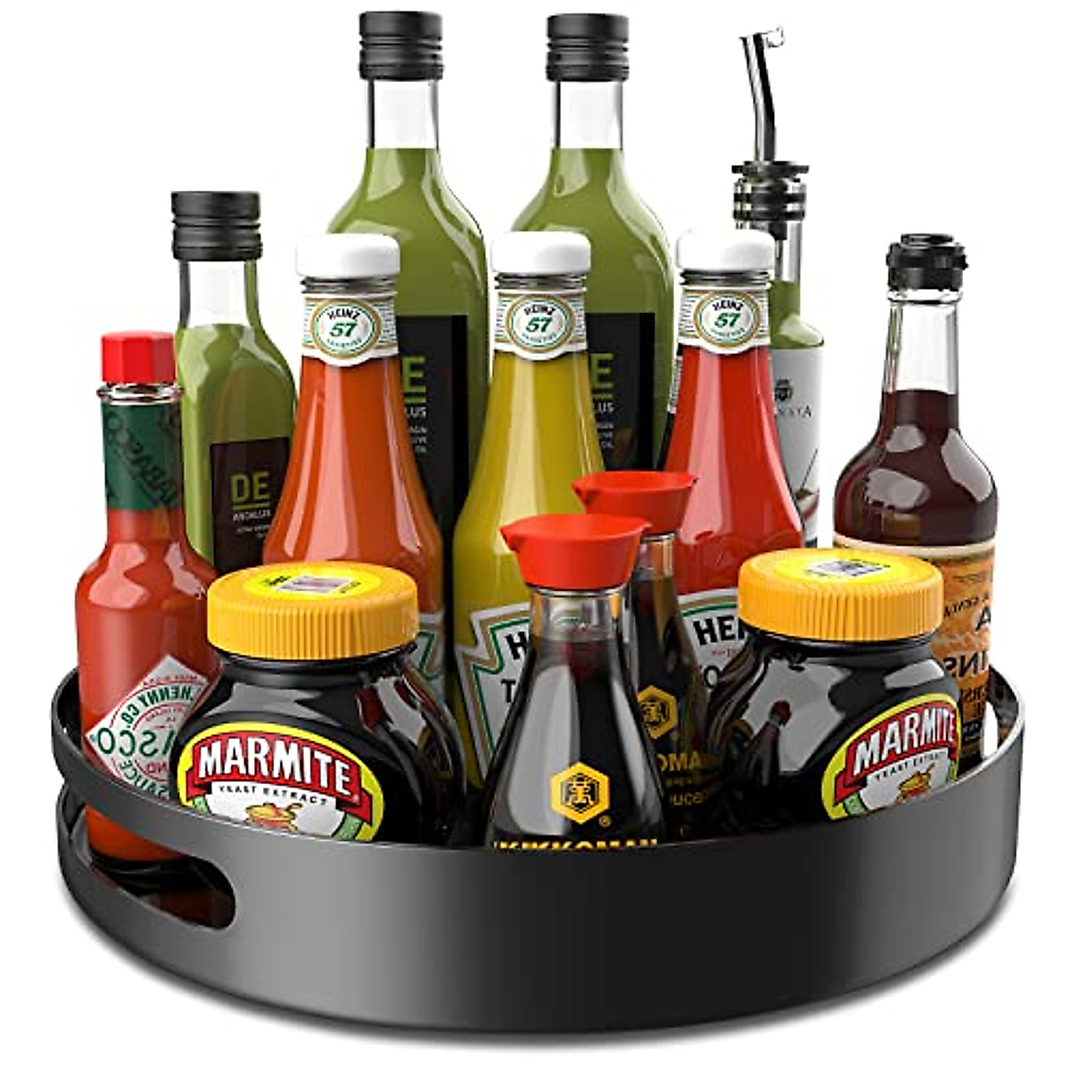 Lazy Susan Turntable Organizer for Cabinet Pantry Kitchen Countertop Refrigerator Cupboard Closet, 10", Black