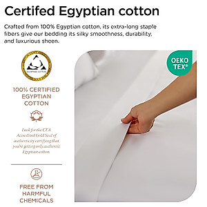 Threadmill Egyptian Cotton Twin Sheet Set | 100% Certified Egyptian Cotton Sheets for Twin Size Bed | Sateen Twin Bed Sheets Set 15" Deep Pocket | Soft Breathable 3-Piece Cooling Sheet Set | White