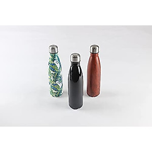 Mfhzwjuan-17 Oz Stainless Steel Vacuum Insulated Water Bottle - Reusable Metal Water Bottle -24 Hours Cold, 12Hours Hot - Double Wall Cola Shape - Leakproof Sports Bottle - Black