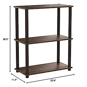 Furinno Turn-N-Tube 3-Tier Compact Multipurpose Shelf Display Rack, Walnut/Brown