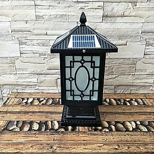 MODEBHD Automatic Switch Post Lantern, Pathway Outdoor Waterproof IP65 Aluminum Pillar Lamps, On/Off Solar Powered Post Lights, Villa Courtyard Lighting Fixtures
