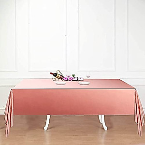 2Pcs Rose Gold Plastic Tablecloth Rose Gold Tinsel Foil Table Cover Disposable Rectangular Metallic Tablecloth Rose Gold Party Supplies Decorations for Bachelorette, Baby Shower, Wedding Table Decor