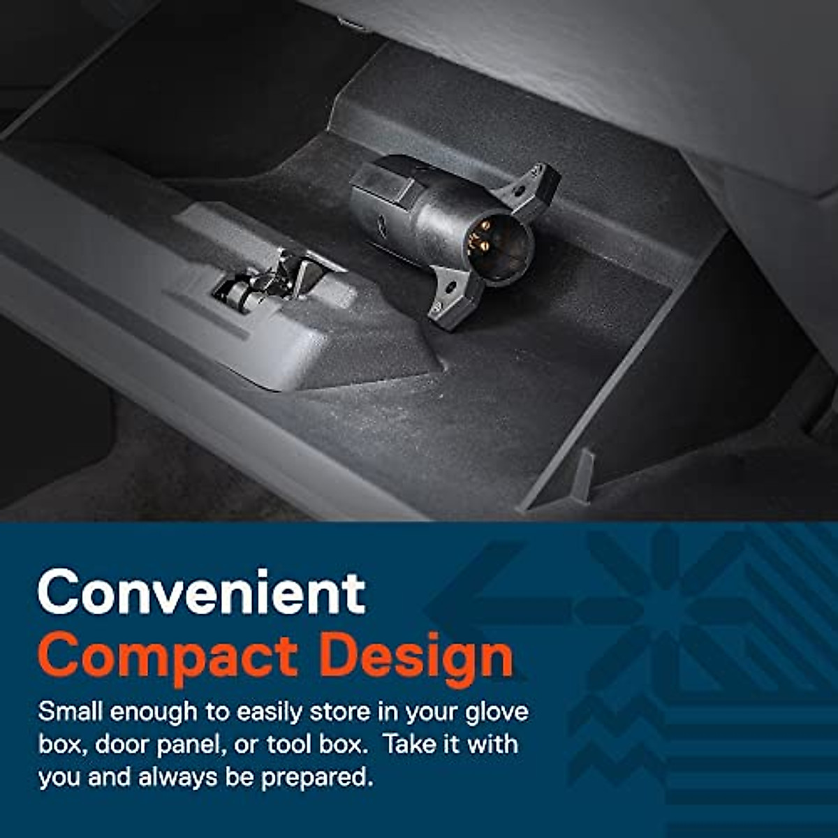 TRUE MODS 7-Way Blade to 6-Way Round Trailer Adapter [Nickel-Plated Copper Terminals] [Rugged Nylon Housing] [Compact Design] 7-pin to 6-pin Trailer Wiring Plug Adapter