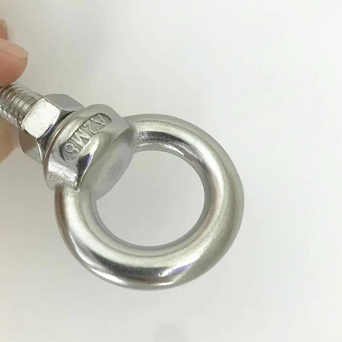 AIVOOF Stainless Steel Eye Bolts, 2 Pack M8 Shoulder Eye Bolt 3.15" Heavy Duty EyeBolts Screws in Eye Hooks with Washer and Nuts for Lifting Ring Eyebolt Thread Length 80mm