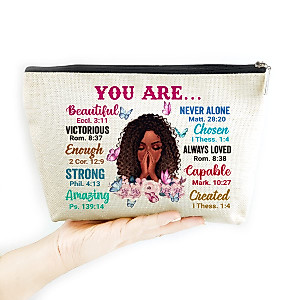 LANBAIHE African American Cosmetic Bag Gift - You are Unique Special Lovely Chosen Forgiven Travel Makeup Zipper Bag Black Gir & Women Gift Inspirational Gifts,Gifts for Friends,Sisters