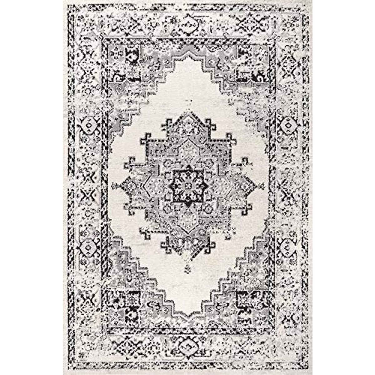 JONATHAN Y BMF107B-8 Inigo Cottage Medallion Indoor Area-Rug Bohemian Vintage Floral Easy-Cleaning High Traffic Bedroom Kitchen Living Room Non Shedding, 8 ft x 10 ft, Grey