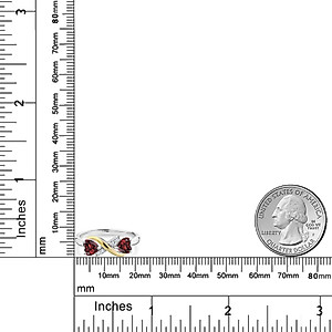 Gem Stone King 925 Silver and 10K Yellow Gold Red Garnet and White Lab Grown Diamond Women Ring (1.24 Cttw, Heart Shape 5MM, Gemstone Birthstone, Available In Size 5, 6, 7, 8, 9)