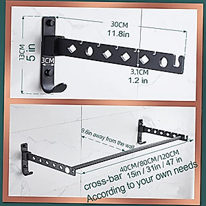 JERRY&RAIN Folding Collapsible Clothes Drying Rack Wall Mount Hanger Dtorage Laundry Room Organizer Space Aluminum Black