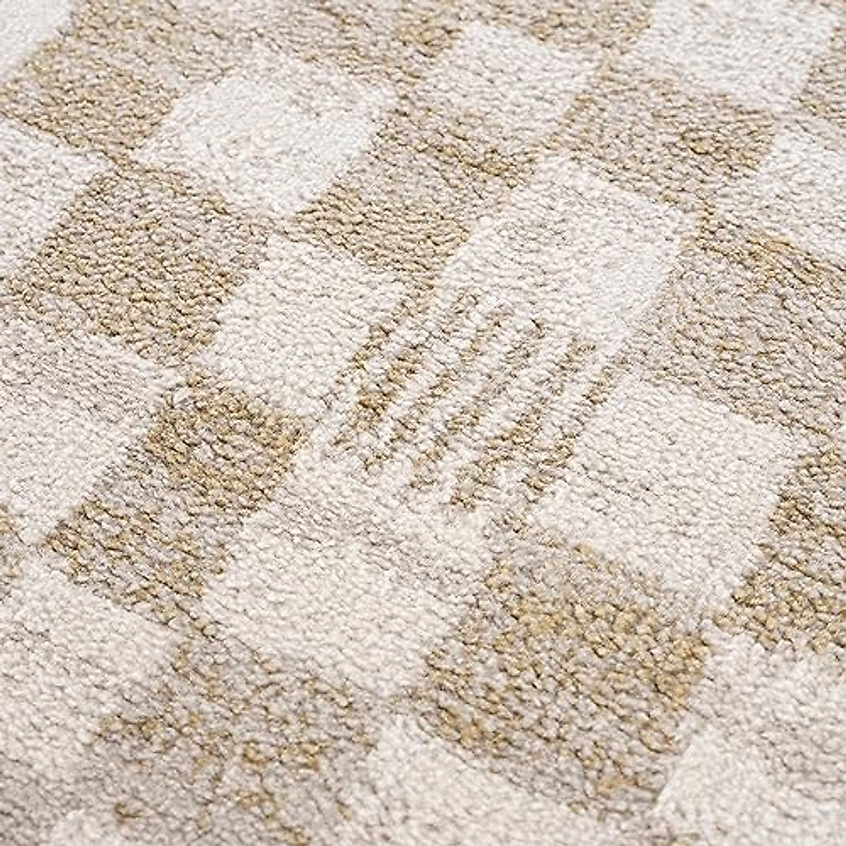 BoutiqueRugs Benjy Modern Checkered Area Rug - Contemporary Geometric Carpet for Living Room, Bedroom, Kids Room, Nursery - Cream, Gold - 5'3" x 7' (5x7 Area Rug)
