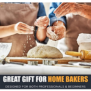 Sourdough Starter Kit - 8.5" Proofing Baskets for Sourdough Bread Baking Supplies 14 Bread Stencils for Sourdough Scraper Proofing Cloth for Bread Baking Gifts Proofing Basket Bread Making Kit