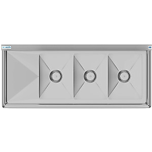 KoolMore 3 Compartment Stainless Steel NSF Commercial Kitchen Sink with Drainboard - Bowl Size 12" x 16" x 10",Silver