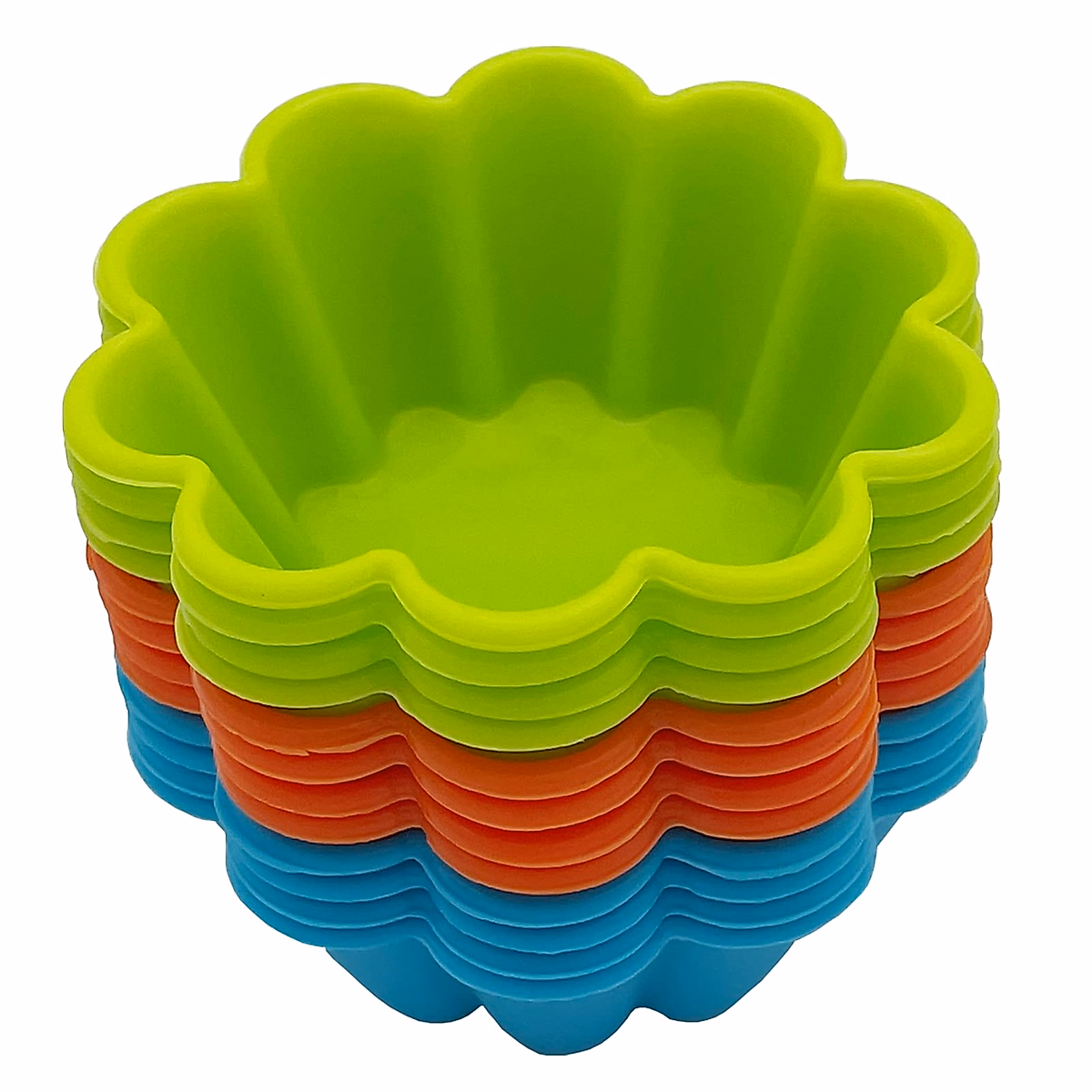 12 Pieces Silicone Big Muffin Molds Baking Cups Cupcake Moulds Flower Cup Cake Liners 3inch