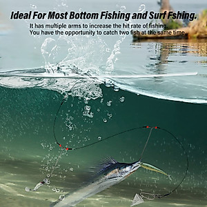 YOTO Fishing Tackle Leaders,Hi-Low Rig,Double Arms Saltwater Stainless Steel Leader with Swivels,High-Strength Fish Wire Gear Equipment, Fishing Gift