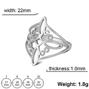 UNIFT Witches Knot Ring For Women Stainless Steel Celtic Quaternary Wiccan Geometric Style Witches Knot Ring Witchcraft Amulet Jewelry Gift (10, sliver)