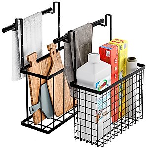 BESTTOOL Kitchen Organization, Kitchen Cabinet Door Organizers and Storage Holder with Towel Bars, Cabinet Door Storage for Cutting Board, Foil, Plastic Wrap, Baking Sheet, Cookie Sheet