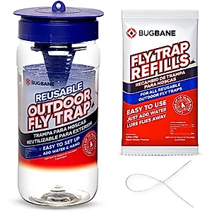 Reusable Fly Traps Outdoor Fly Traps with Natural Fly Magnet Bait Refill. Flies Trap Outdoor Reusable Fly Trap Jar Fly Trap Fly Catchers Outdoor Fly Bait Fly Bags Flytraps Stable Horse Fly Trap Bait