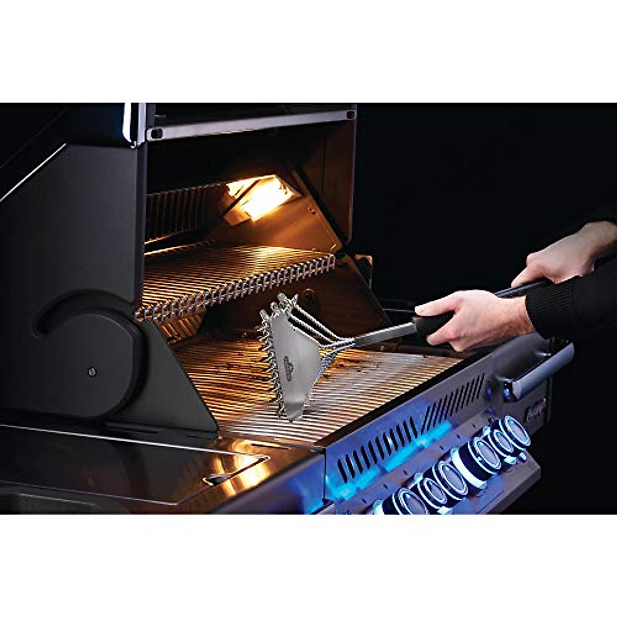 Napoleon Barbecue Grill Accessory 62059 - Bristle-Free Triple-Row Grill Brush with Rolled Stainless Steel - BBQ Grill Maintenance Accessory, Rolled Stainless Steel Coils