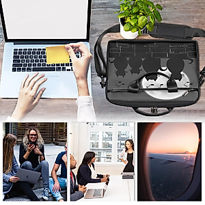 Music Cat Laptop Computer Bag Waterproof Shoulder Messenger Bag 13-15 inch Durable Laptop Tote Bag with Shoulder Strap Handle Lightweight Crossbody Briefcase