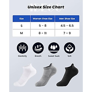 IDEGG 8 Pairs Ankle Performance Athletic Running Socks Low Cut Sports Tab Socks for Women and Men (Grey, Women Size:8-12)