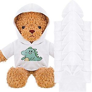 Litherr S 6 PCS Stuffed Bear Clothes Tee Shirt Sublimation Plush Bear Shirts Classic Stuffed Animal Bear T Shirts Hoodie 14-18 Inches Stuffed Bear Dolls (White)