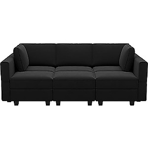 Belffin Modular Velvet Sectional Sofa with Chaise Lounge Sectional Sleeper Sofa with Storage Chaise Sofa Bed Couch for Living Room Black