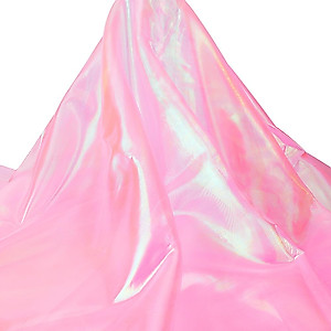 AHANDMAKER Sheer Iridescent Organza Fabric 59 Inch Wide 11 Yards Precut Silky Shiny Organza Fabrics for Shiny Photography Background, Wedding Dress, Fashion, Crafts, DIY Supplies - Pink