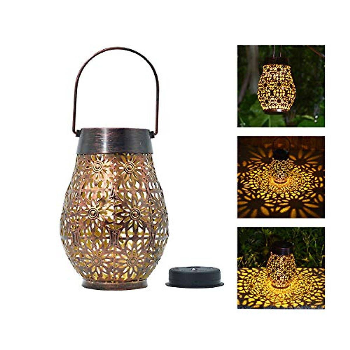 Shengming Daisy Design Super Big & Bright Lantern Hanging Garden Outdoor Solar Lights Metal Waterproof LED Table Lamp Decorative (Oval Shape) l