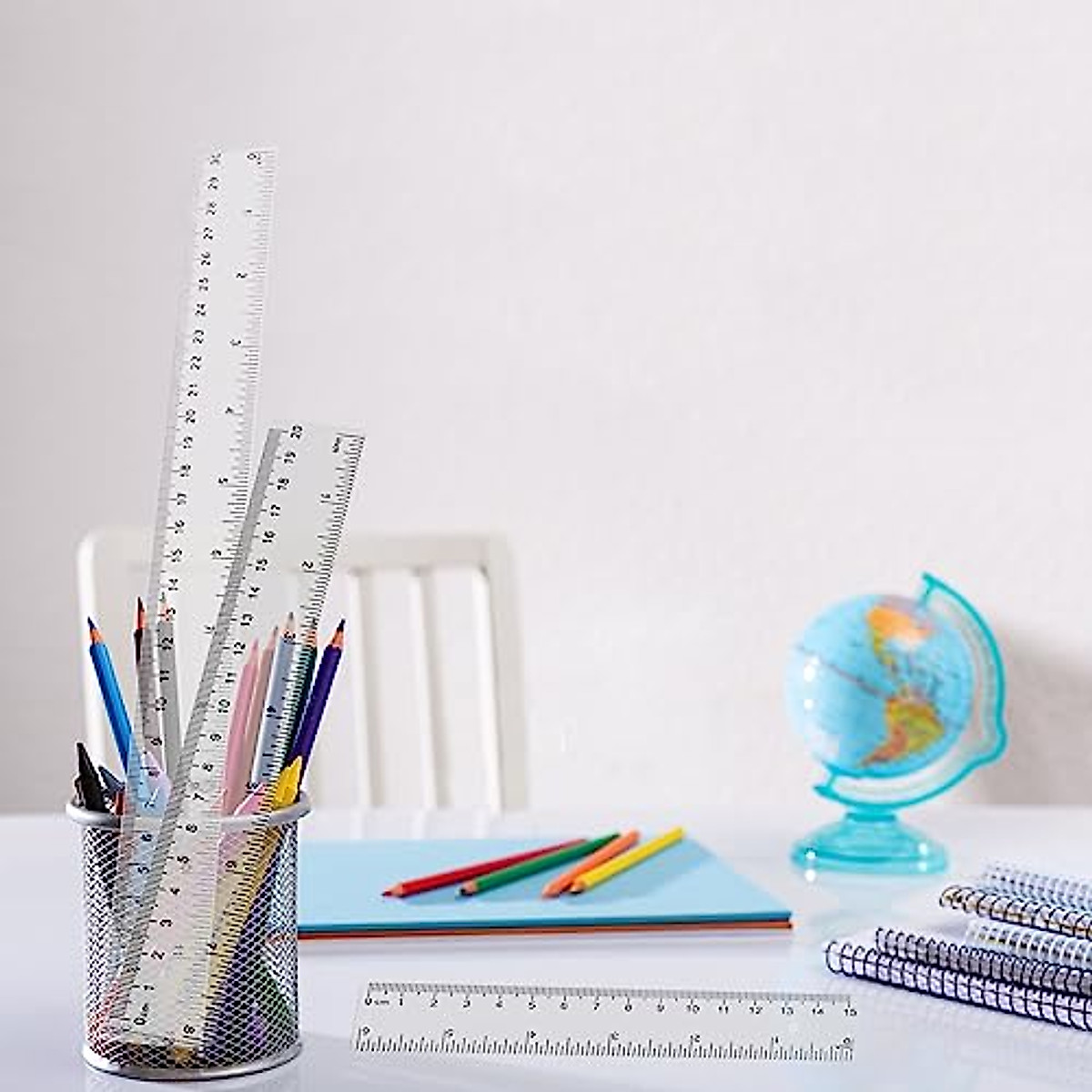 6 Inch 8 Inch 12 Inch Plastic School Rulers, 3 Pack Clear Ruler with Inches and Centimeters Drafting Office Tools for Student School Office