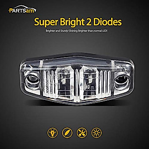 Partsam 8pcs 2.5" Oval Side Fender Marker Light Red/Amber Clear Lens Universal Surface Mount 2 LED Light, Truck Boat Trailer Sealed Mini Trailer Clearance Identification Lights(4 Red+4 Amber)