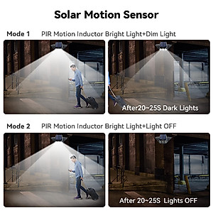 CONUOLY Solar Motion Sensor Light Outdoor, 3 LED Spotlights Outdoor IP65 Waterproof, Solar Flood Lights with 2 Lighting Modes, Security Wall Light for Yard Porch Garden Patio Driveway (Black-2 Pack)