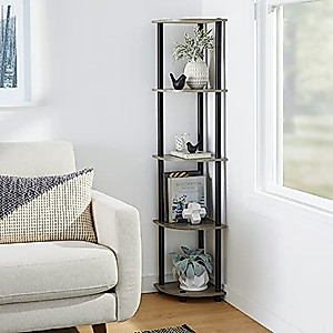 Furinno Turn-N-Tube 5 Tier Corner Display Rack 2 Pack, French Oak Grey/Black