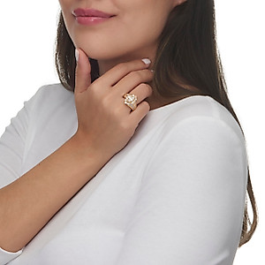 PalmBeach Yellow Gold-Plated Sterling Silver or Platinum-Plated Marquise Shaped and Baguette Cubic Zirconia Bypass Engagement Ring Size 7