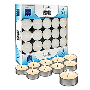 Hyoola Tea Lights Candles - 50 Bulk Candles Pack - Tea Candles Unscented- European Made Tealight Candles