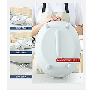 SERENITA Dish Drying Rack. Oval Compact Size Drainer with Utensil Holder. Kitchen Counter Cabinet (White 16.5")