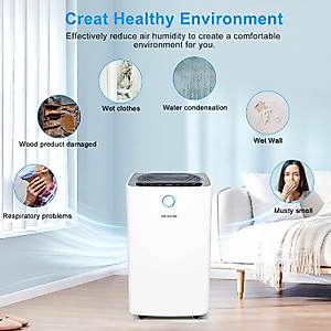 SEAVON 30 Pint Dehumidifiers for 2000 Sq. Ft Home Basement with Drain Hose, Dehumidifier with Auto and Manual Drainage,12 Hours Timer, Child Lock, Dry Clothes, Intelligent Humidity Control for Bedroom