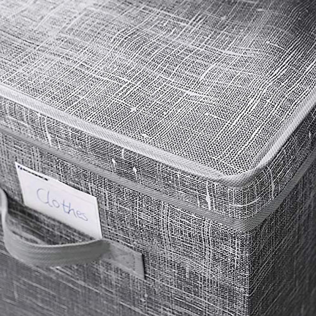 SONGMICS Set of 3 Fabric Storage Bins with Lids, Foldable Storage Boxes with Lids, Fabric Cubes with Label Holders, Storage Bins Organizer, 11.8 x 15.7 x 9.8 Inches, Heather Gray URYLB40LG