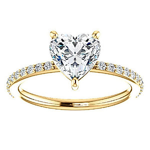 10K Solid Yellow Gold Handmade Engagement Rings 1.5 CT Heart Cut Moissanite Diamond Solitaire Wedding/Bridal Ring Set for Women/Her Propose Ring (8)