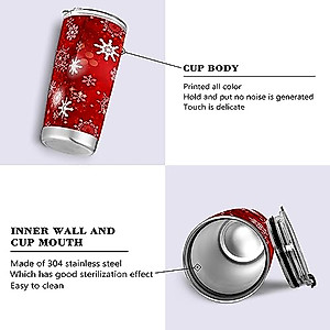 Jihqo Christmas Snowflakes Tumbler with Lid and Straw, Insulated Stainless Steel Tumbler Cup, Double Walled Travel Coffee Mug Thermal Vacuum Cups for Hot & Cold Drinks 12oz